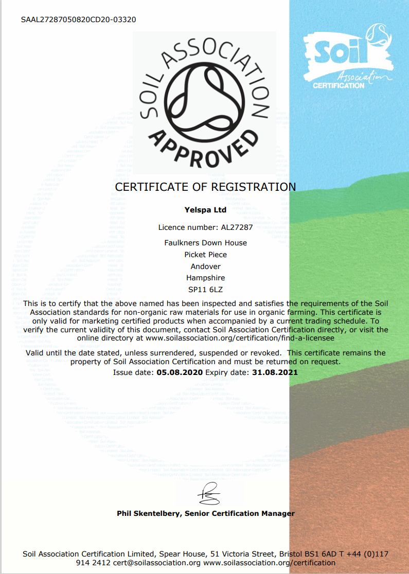 Soil Assocation Certificate 2020-2021 - Apsley farms mulch